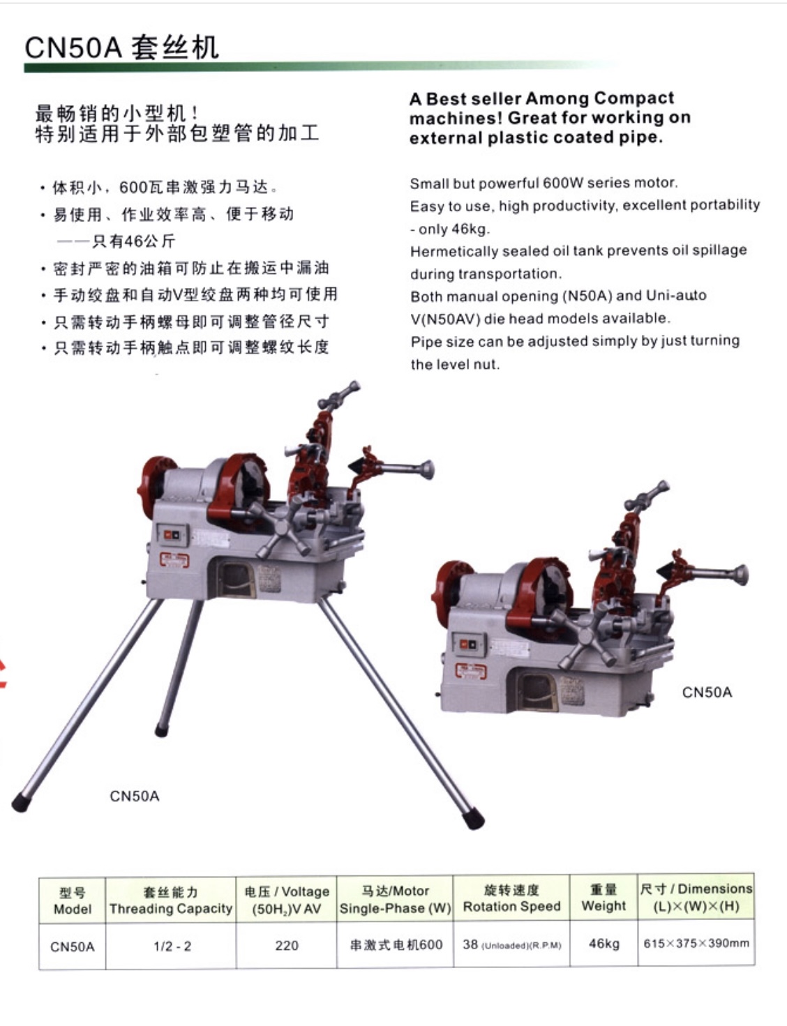 REX Pipe Threading Machines NP50A, REX NP50AV, REX NR50AV, 日本REX車牙機 套絲機